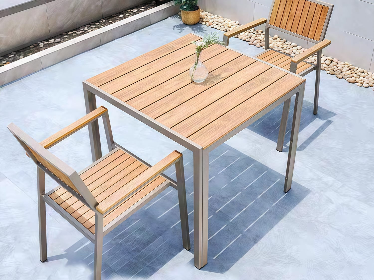 Buzz Outdoor WPC Top with Aluminium Frame Suqare Dining Table | Agape ...