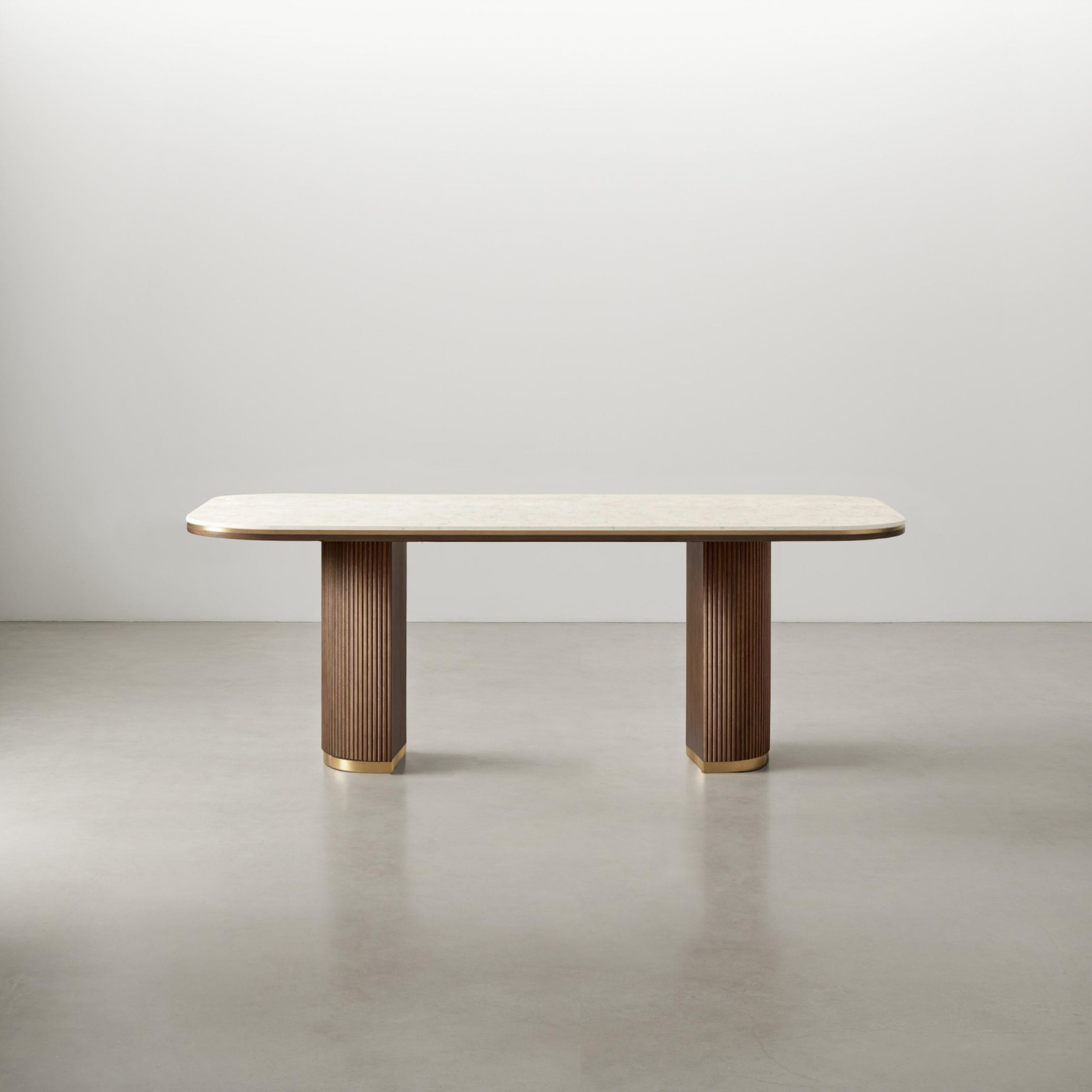 Nebo Travertine Sintered Stone Dining Table-Semicircular Leg-200CM ...